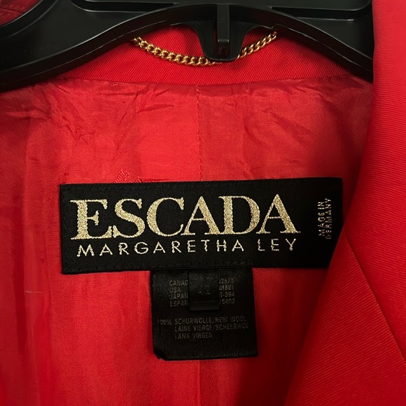 Escada | Jackets & Coats | Escada Red Hilary Power Pant Suit Blazer ...